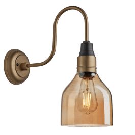 Industville Amber Swan Neck Tinted Glass Cone Wall Light