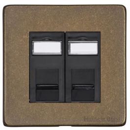Heritage Brass Vintage Range Rustic Brass, XRB - 2 Gang Master Line Socket